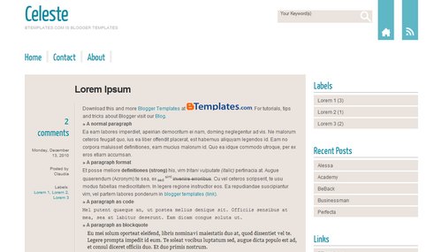 Celeste Blogger template - BTemplates