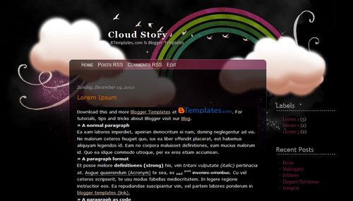 Cloud Story Blogger template - BTemplates