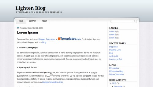 Lighten Blog Blogger template - BTemplates