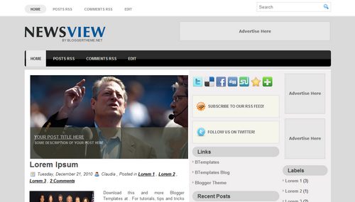 News View Blogger template - BTemplates