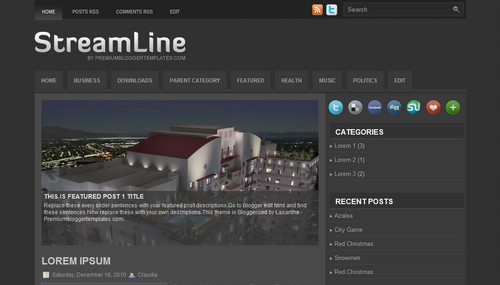 StreamLine Blogger template - BTemplates
