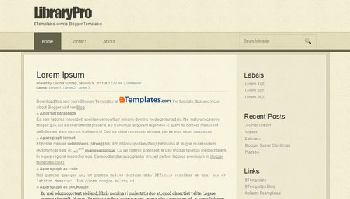 LibraryPro Blogger template - BTemplates