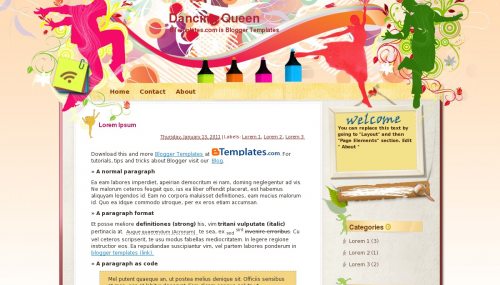 Dancing Queen Blogger template - BTemplates