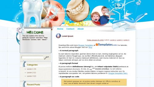 For Teeth Blogger template - BTemplates