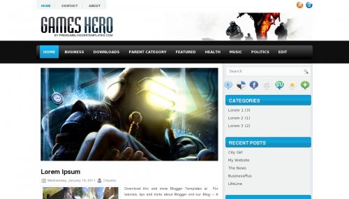 Games Hero Blogger template - BTemplates