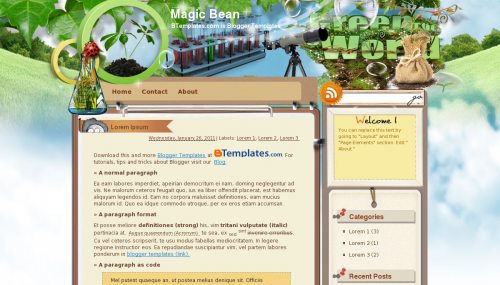 Magic Bean Blogger template - BTemplates