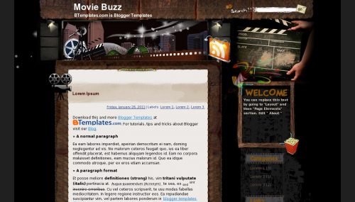 Movie Buzz Blogger template - BTemplates