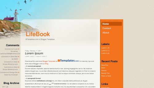LifeBook Blogger template - BTemplates