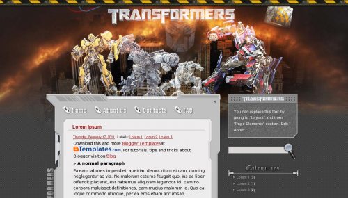 Transformers Autobot Blogger template - BTemplates