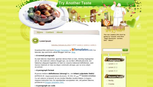 Try Another Taste Blogger template - BTemplates