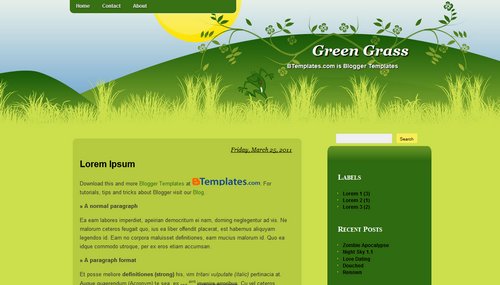 Green Grass Blogger template - BTemplates
