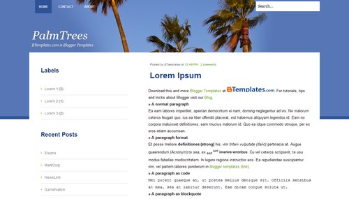 PalmTrees Blogger template - BTemplates