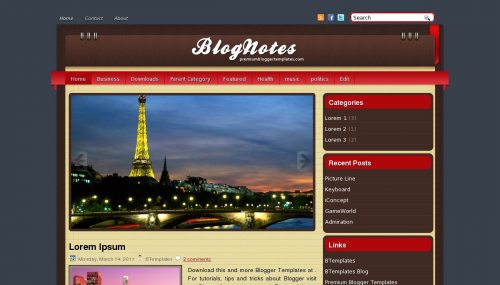 BlogNotes Blogger template - BTemplates