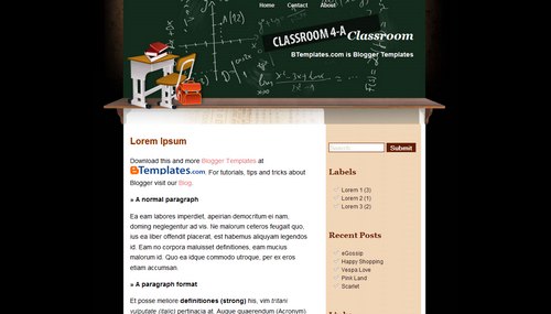 Classroom Blogger template - BTemplates