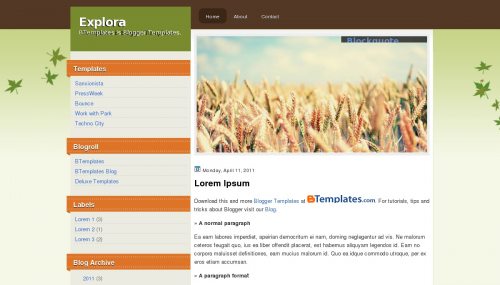 Explora Blogger template - BTemplates