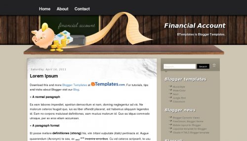Financial Account Blogger template - BTemplates