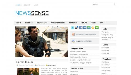 NewsSense Blogger template - BTemplates