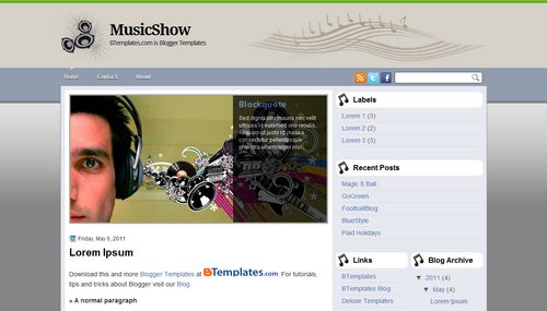 Music Show Blogger template - BTemplates
