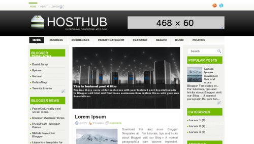 HostHub Blogger template - BTemplates