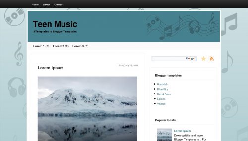 Teen Music Blogger template - BTemplates