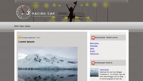 Racing Car Blogger template - BTemplates