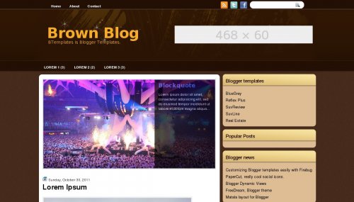 Brown Blog Blogger template - BTemplates