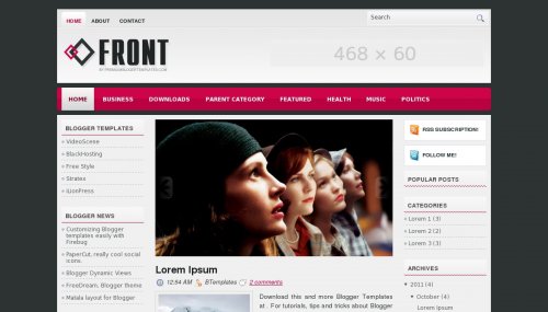 Front Blogger template - BTemplates