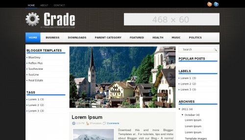 Grade Blogger template - BTemplates