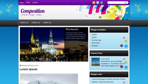 Composition Blogger template - BTemplates