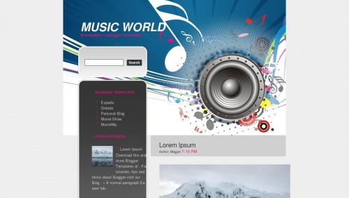 Music World Blogger template - BTemplates