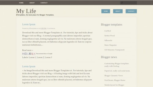 My Life Blogger template - BTemplates