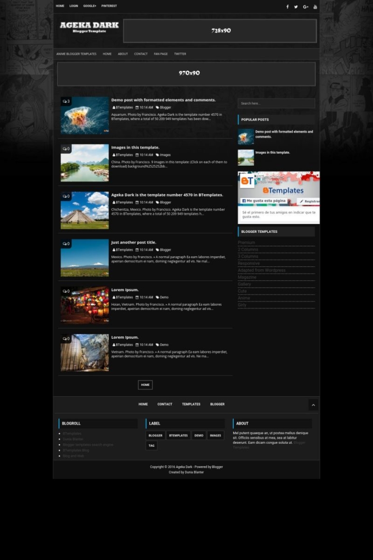 Ageka Dark Blogger Template - BTemplates