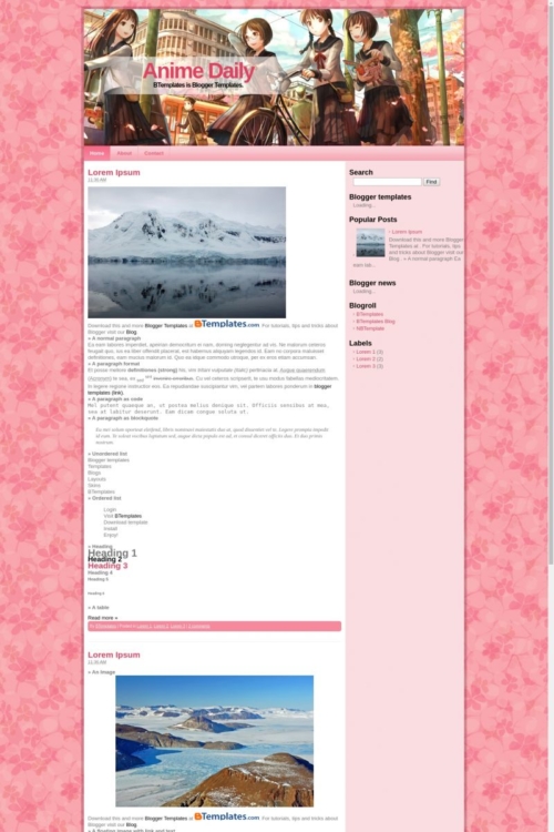 Anime Daily Blogger Template - BTemplates