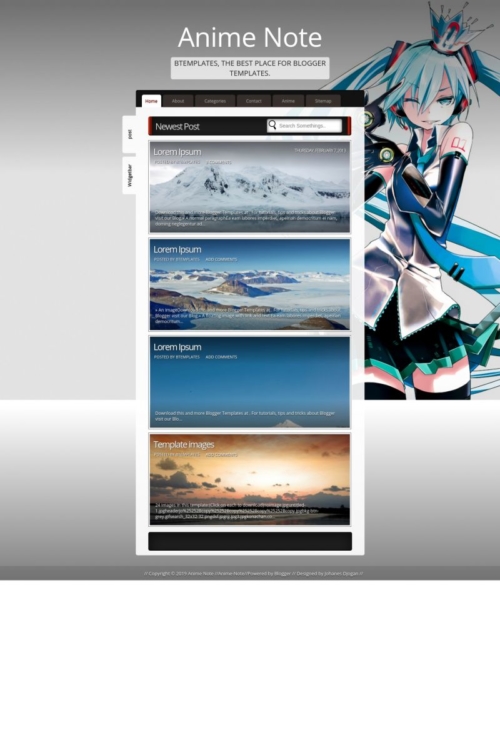 Anime Note Blogger Template - BTemplates