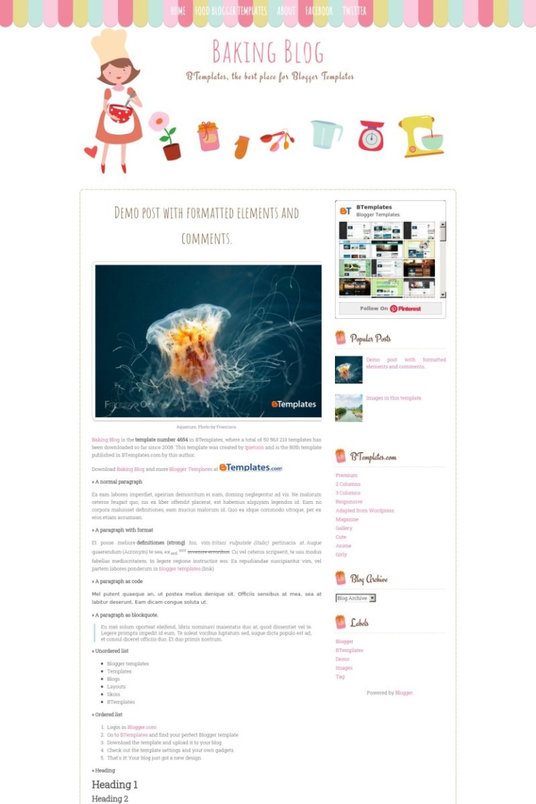 Baking Blog Blogger Template - BTemplates