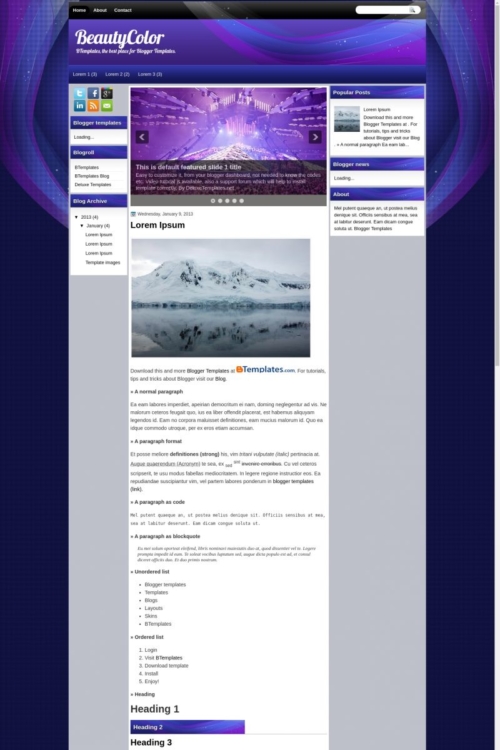 BeautyColor Blogger Template - BTemplates