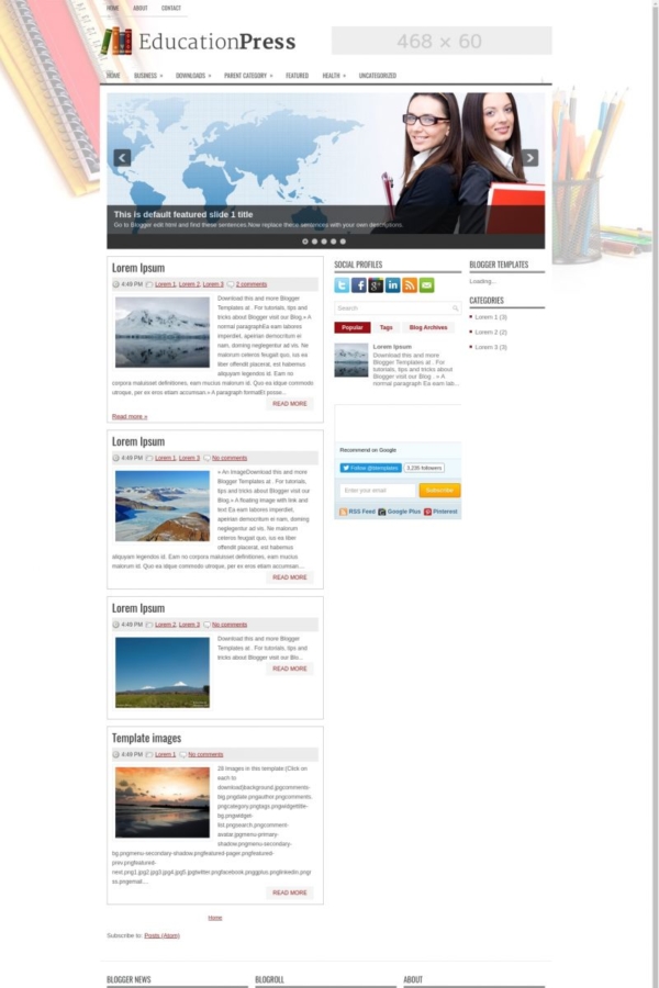 EducationPress Blogger Template - BTemplates