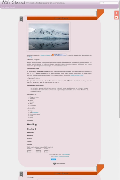 Elite Classic Blogger Template - BTemplates