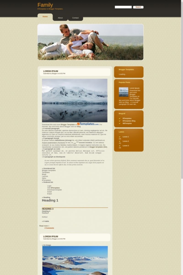 Family Blogger Template - BTemplates