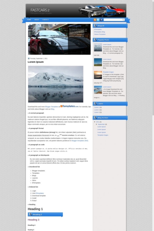 FastCars 2 Blogger template - BTemplates