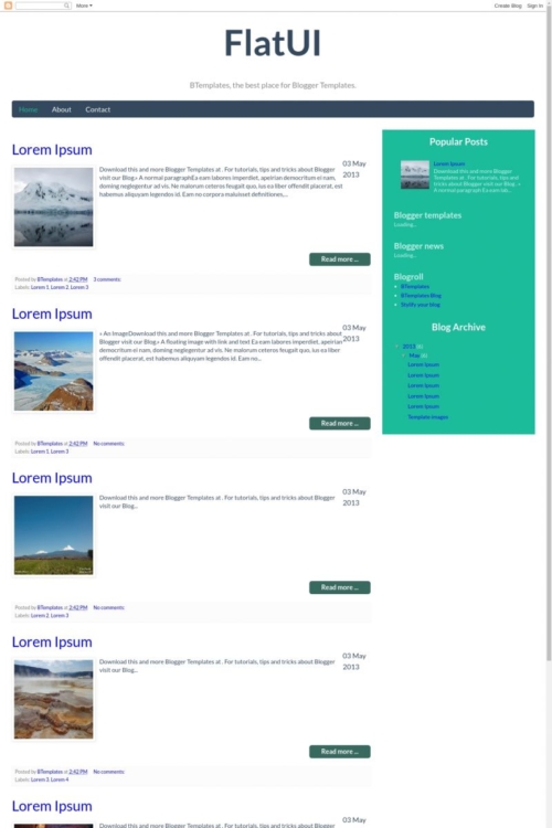 FlatUI Blogger Template - BTemplates