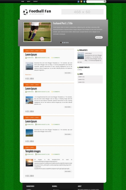 Football Fan Blogger Template - BTemplates