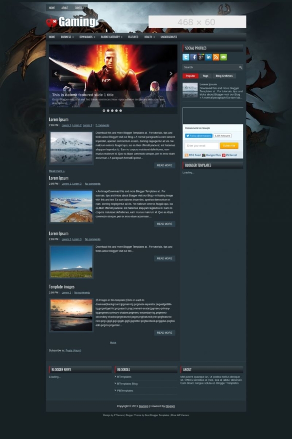 Gaming Blogger template - BTemplates
