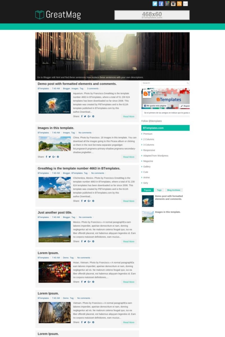 GreatMag Blogger template - BTemplates