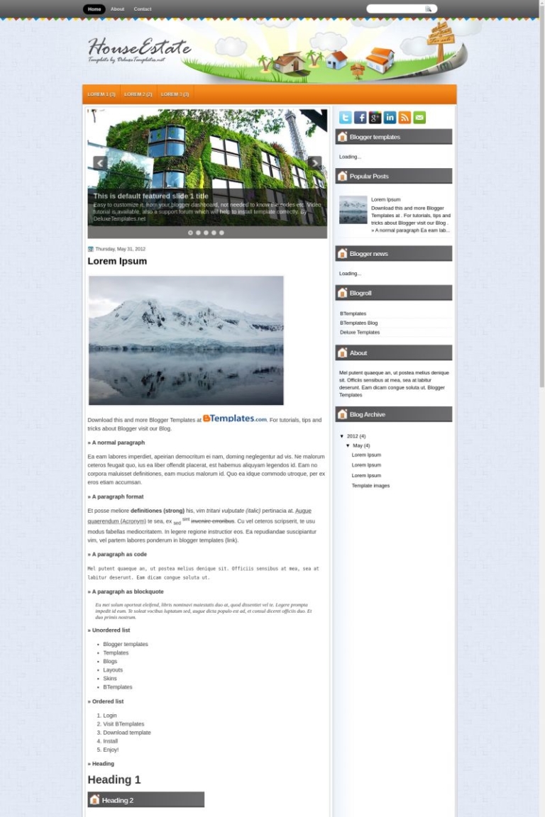HouseEstate Blogger Template - BTemplates
