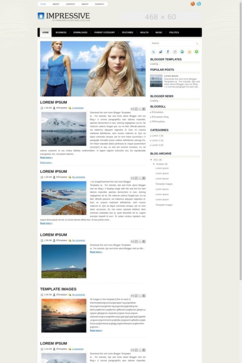 Impressive Blogger Template - BTemplates