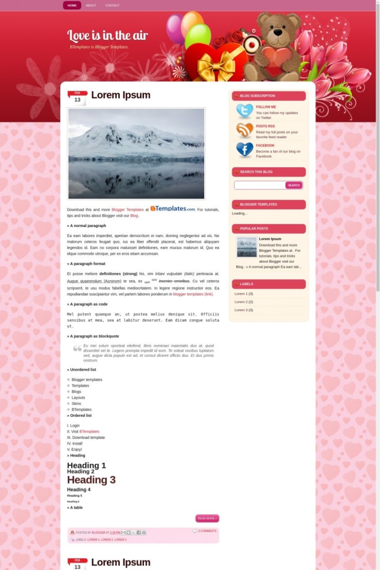 Love is in the air Blogger Template - BTemplates