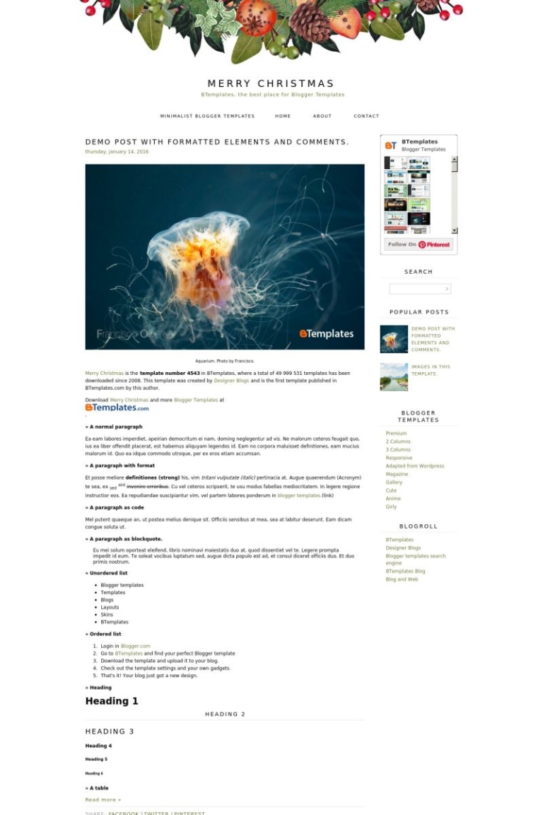 Merry Christmas Blogger Template - BTemplates