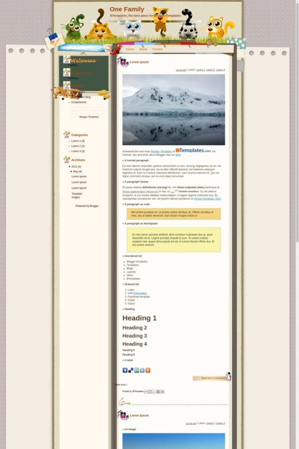 One Family Blogger Template - BTemplates