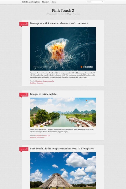 Pink Touch 2 Blogger Template - BTemplates